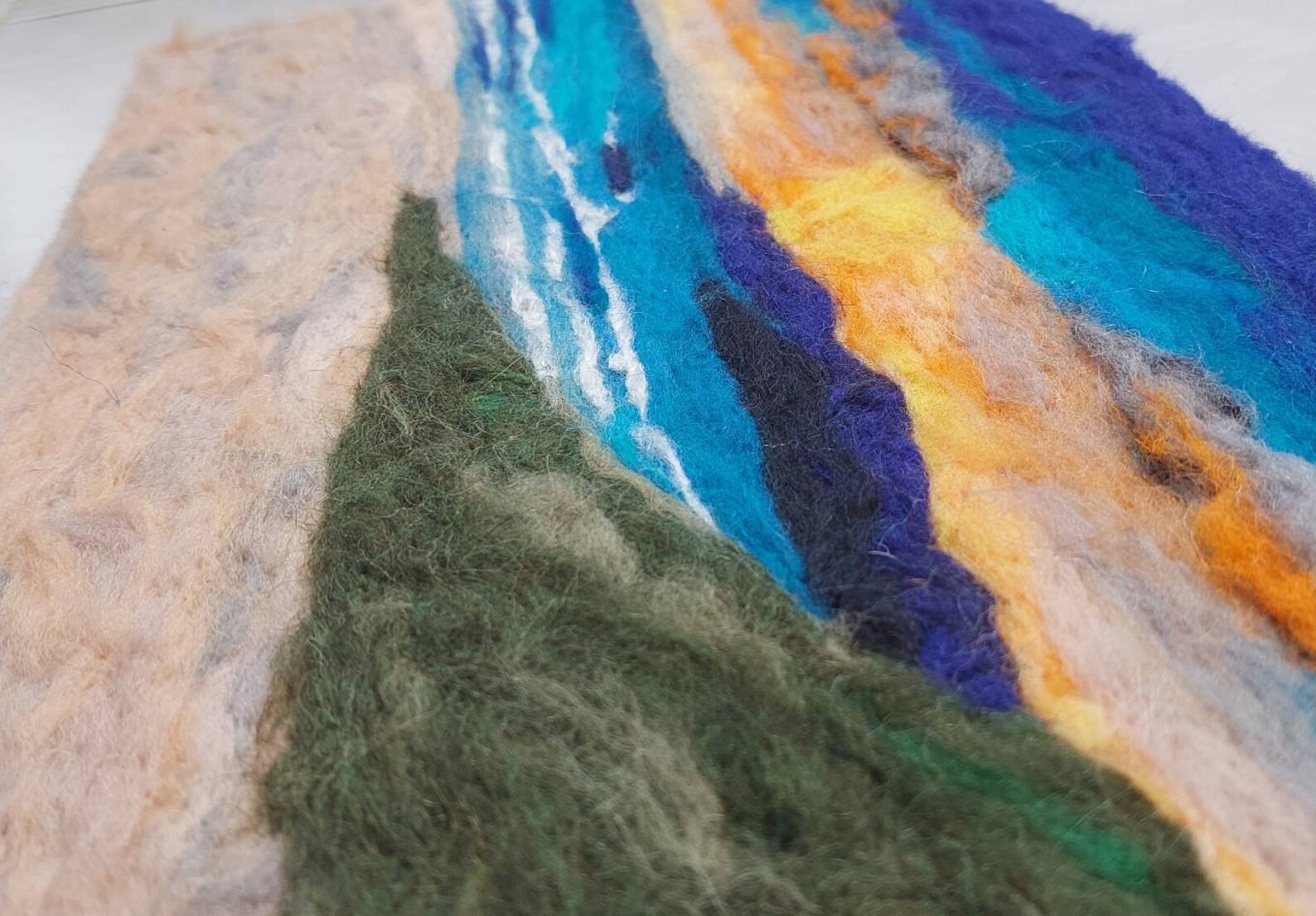 Sunset Needle Felted Art: Ocean Wool Painting, Textile Wall Decor ...