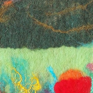 Red Sky Landscape Needle Felted Wool Art: Abstract Nature Decor (45x40 ...