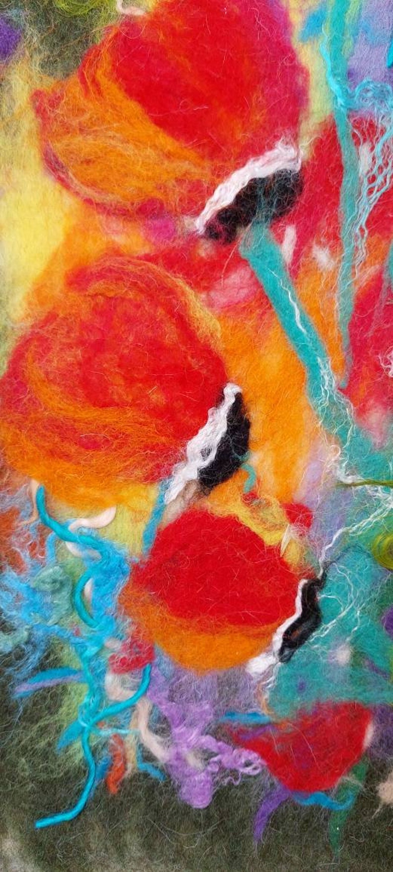 Red Poppy Original Abstract Wet Felted Wool Painting - Etsy