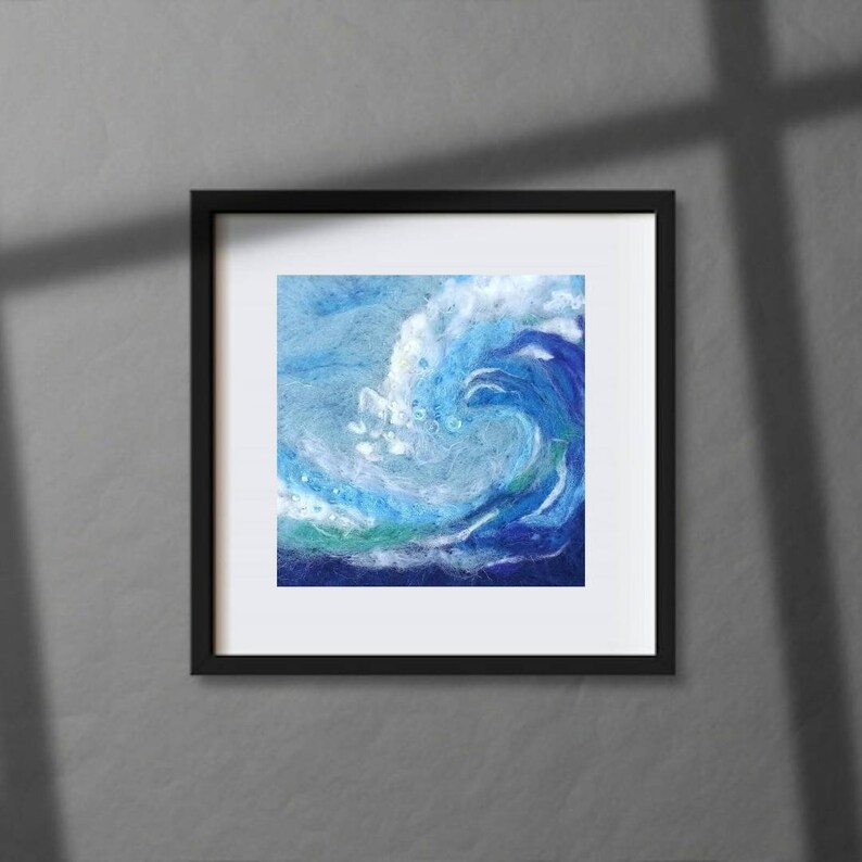 Ocean Wave Wool Painting: Abstract Needle Felted Art - Etsy