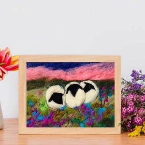 Abstract Sheep Felt Wall Art, Landscape Wool Painting, Nature Felted ...