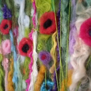 Colorful Flowers Needle Felted Wool Painting Hoop Art, Textile Wall Art ...