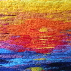 ROMANTIC SUNSET, Felt Wall Art, Needle Felted Sunset Wool Painting ...