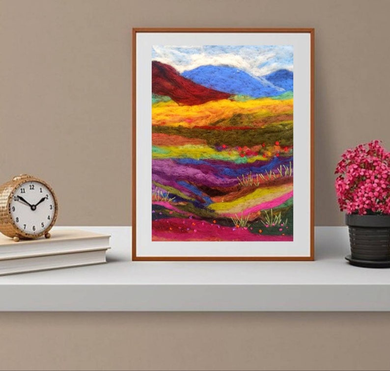 Landscape Wool Painting Needle Felted Fields Wool Wall Art - Etsy