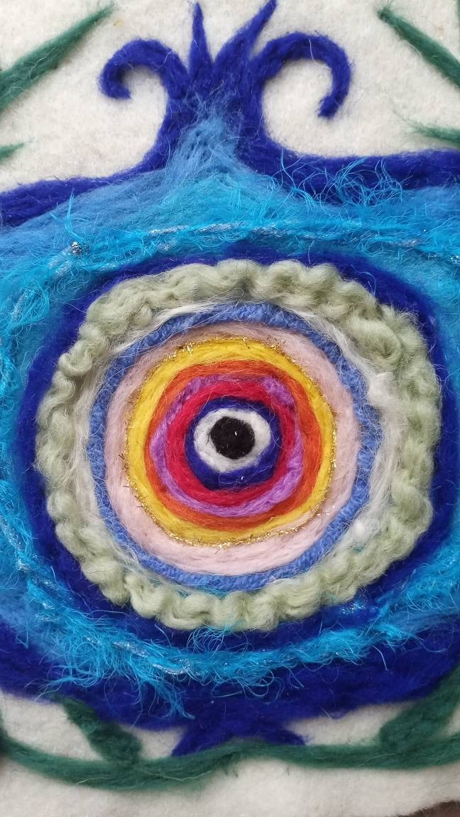 Turkish Nazar Pomegranate Wool Art: Mediterranean Amulet Painting - Etsy