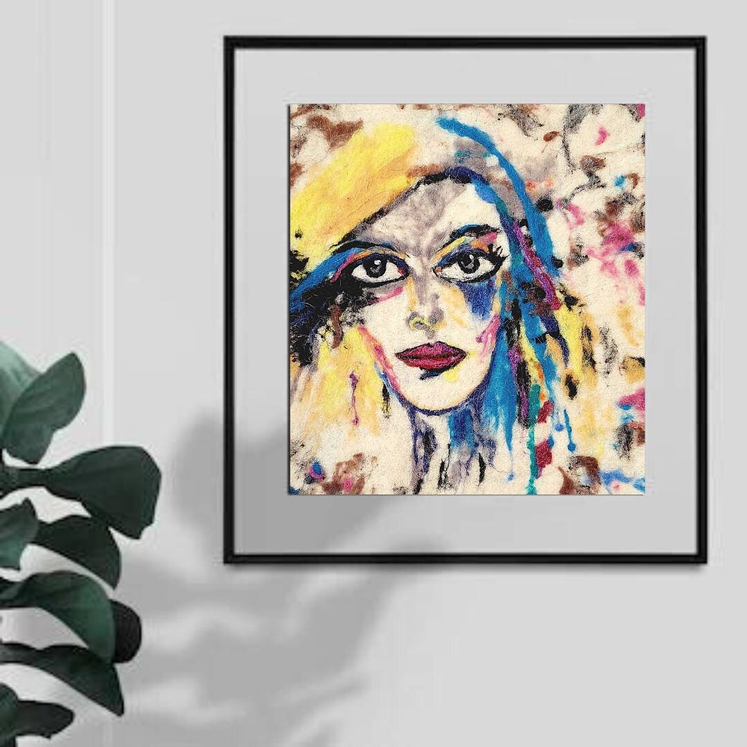 Woman Wool Painting, Abstract Felt Art. - Etsy
