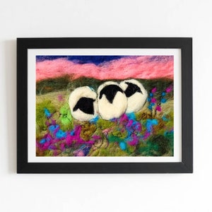 Abstract Sheep Felt Wall Art, Landscape Wool Painting, Nature Felted ...