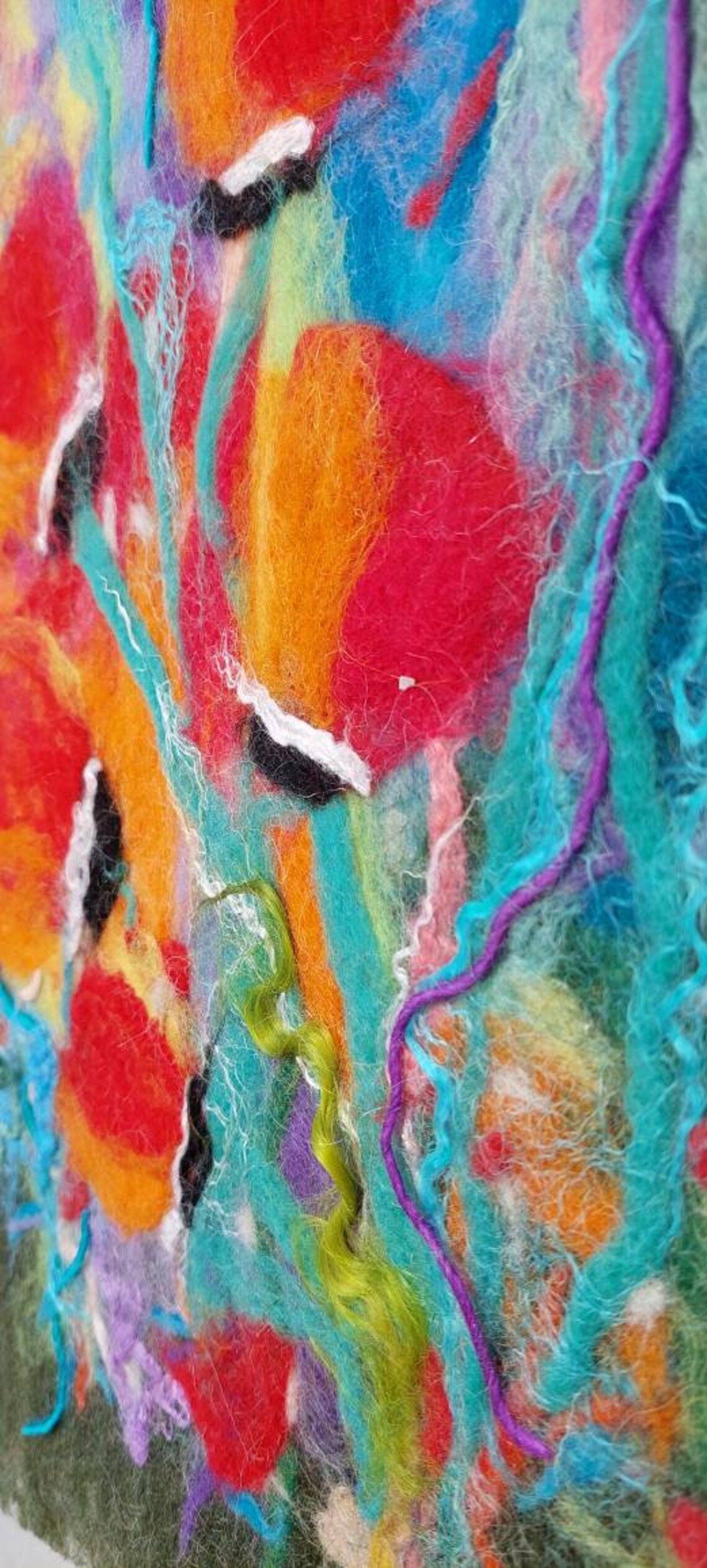 Red Poppy Original Abstract Wet Felted Wool Painting, Botanical ...