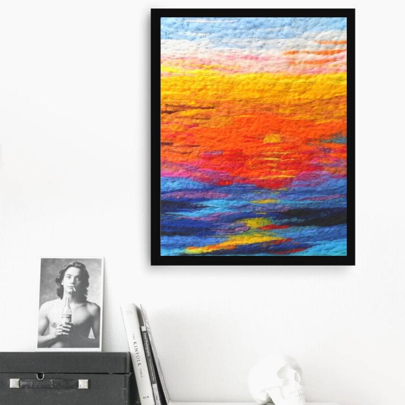 ROMANTIC SUNSET Felt Wall Art Needle Felted Sunset Wool | Etsy