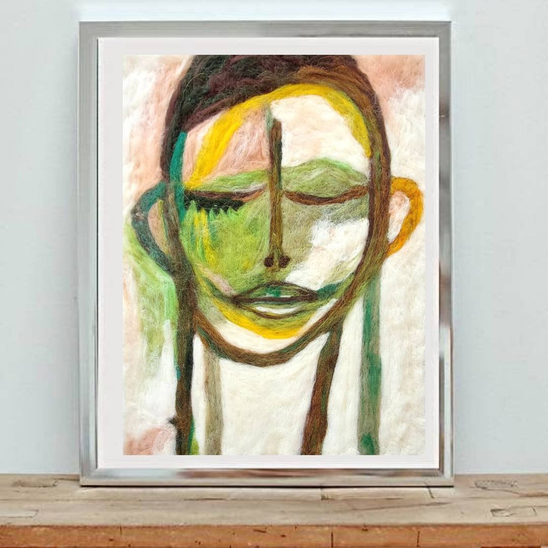 Needle Felted Wool Portrait: Modern Abstract Fiber Art (41x31cm) - Etsy
