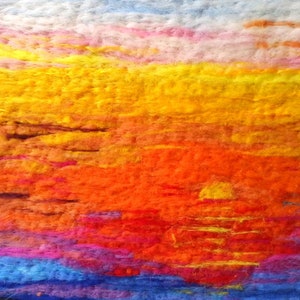 ROMANTIC SUNSET, Felt Wall Art, Needle Felted Sunset Wool Painting ...