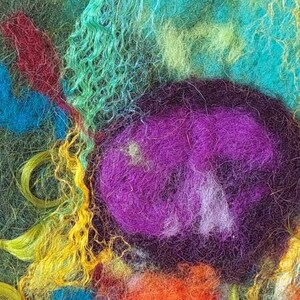 Red Sky Landscape Needle Felted Wool Art: Abstract Nature Decor (45x40 ...