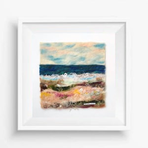 Seaescape Felted Wall Art, Ocean Wool Painting, Needle Felted Beaded ...