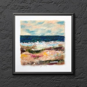 Seaescape Felted Wall Art, Ocean Wool Painting, Needle Felted Beaded ...