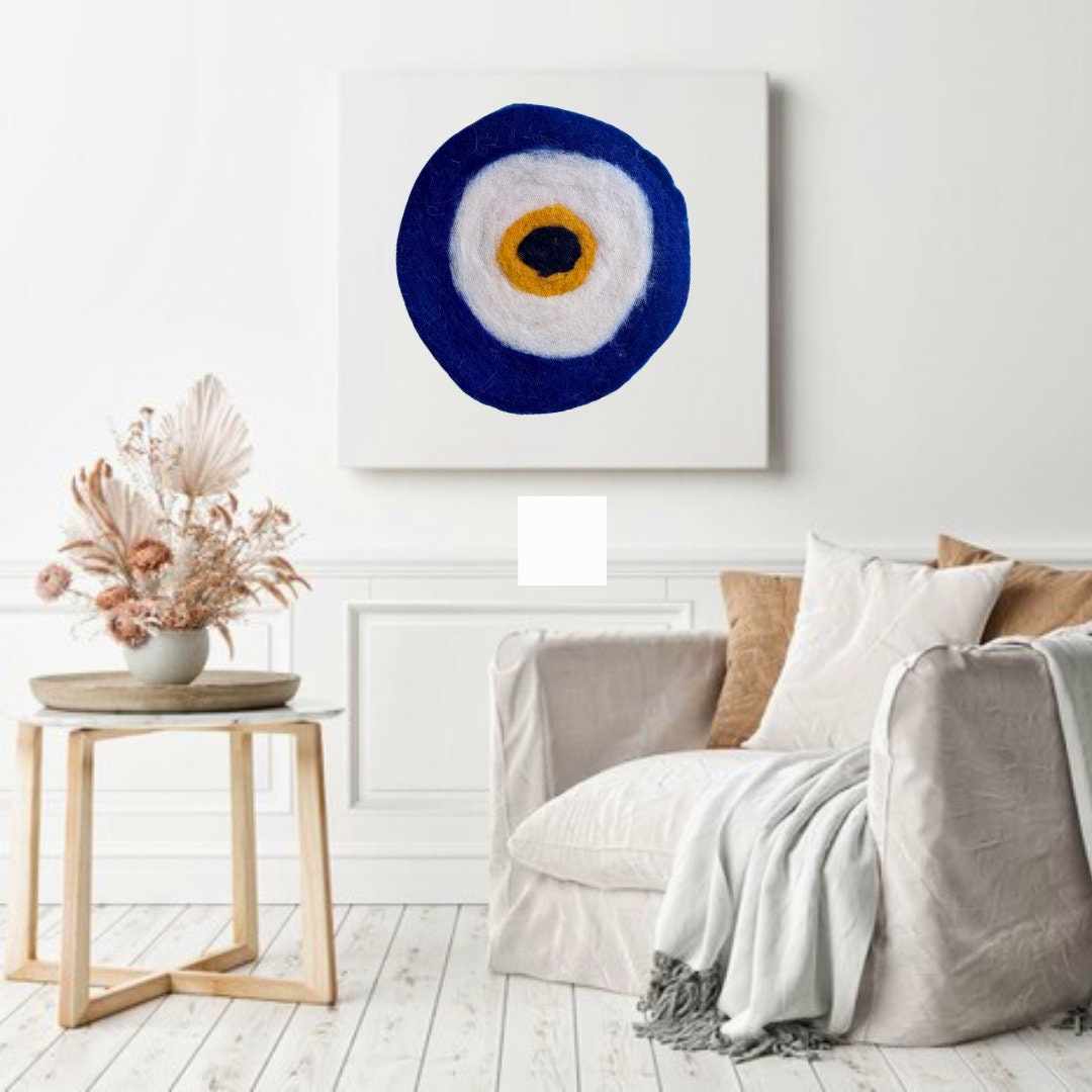 Evil Eye Wool Painting: Turkish Nazar Amulet Felt Wall Art - Etsy
