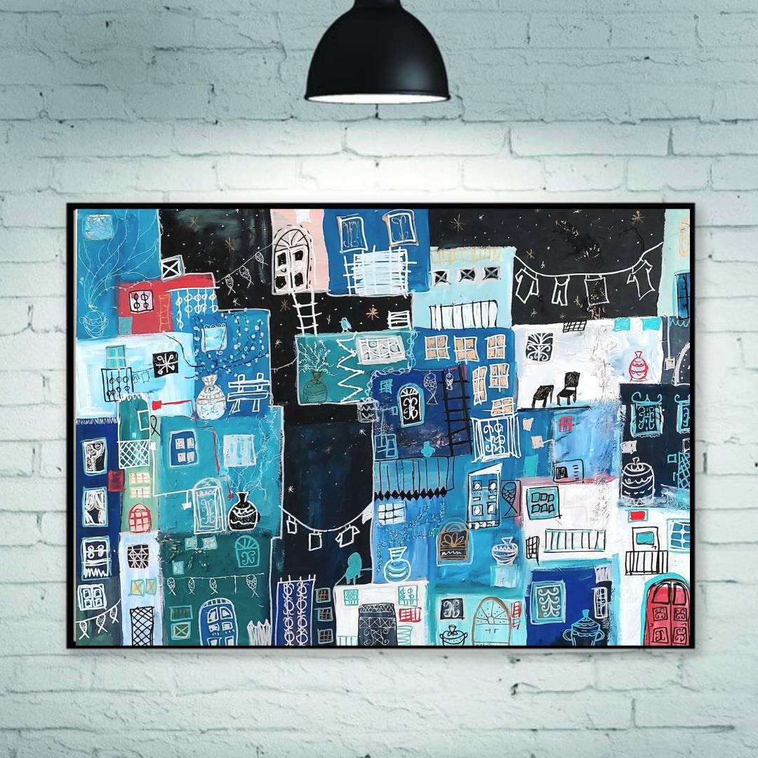 Original Turkish Art, Abstract Turkish Wall Decor, Morroccan Night ...