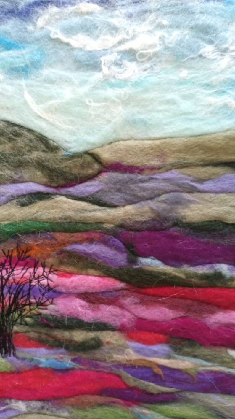 Purple Landscape Wool Painting Abstract Felted Wall Art - Etsy