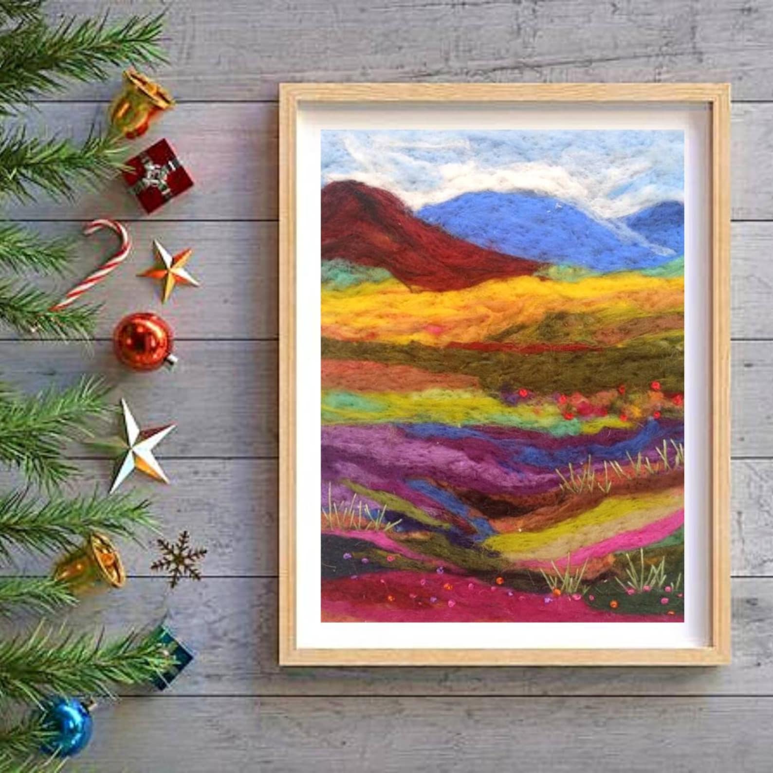 Landscape Wool Painting Needle Felted Fields Wool Wall Art - Etsy