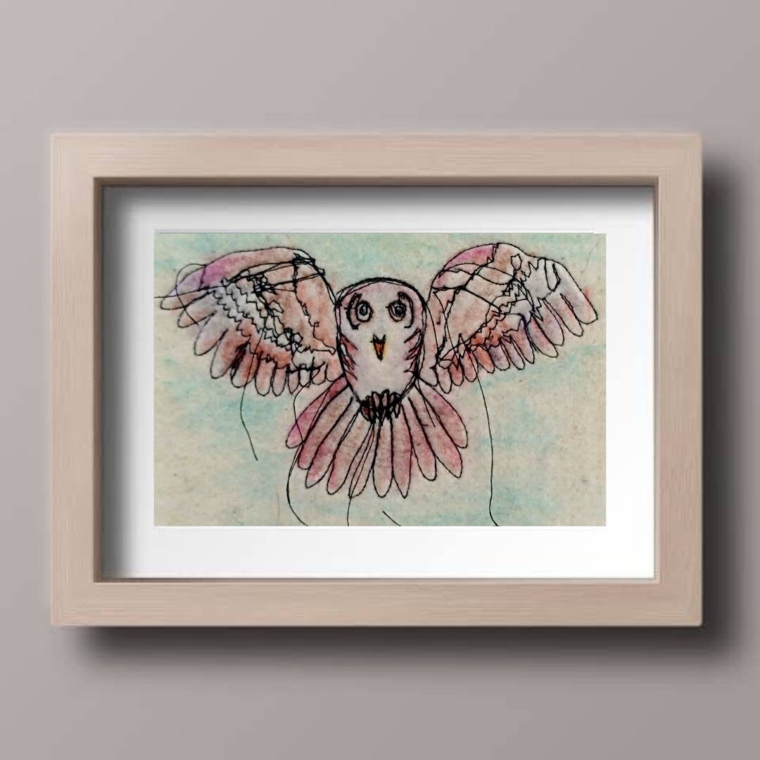 Owl Stitched Bird Art, Wool Wall Art - Etsy