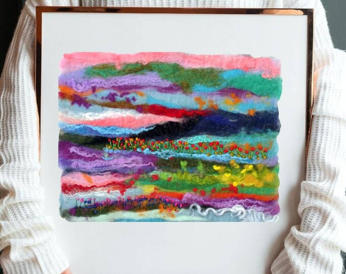 Colorful Valley, Landscape Abstract Wool Painting, Wool Picture. - Etsy