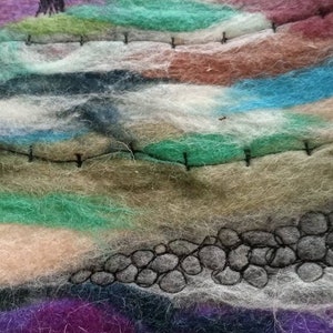 Tree and Green Fields Wool Painting, Landscape Felt Art, Felted Wall ...