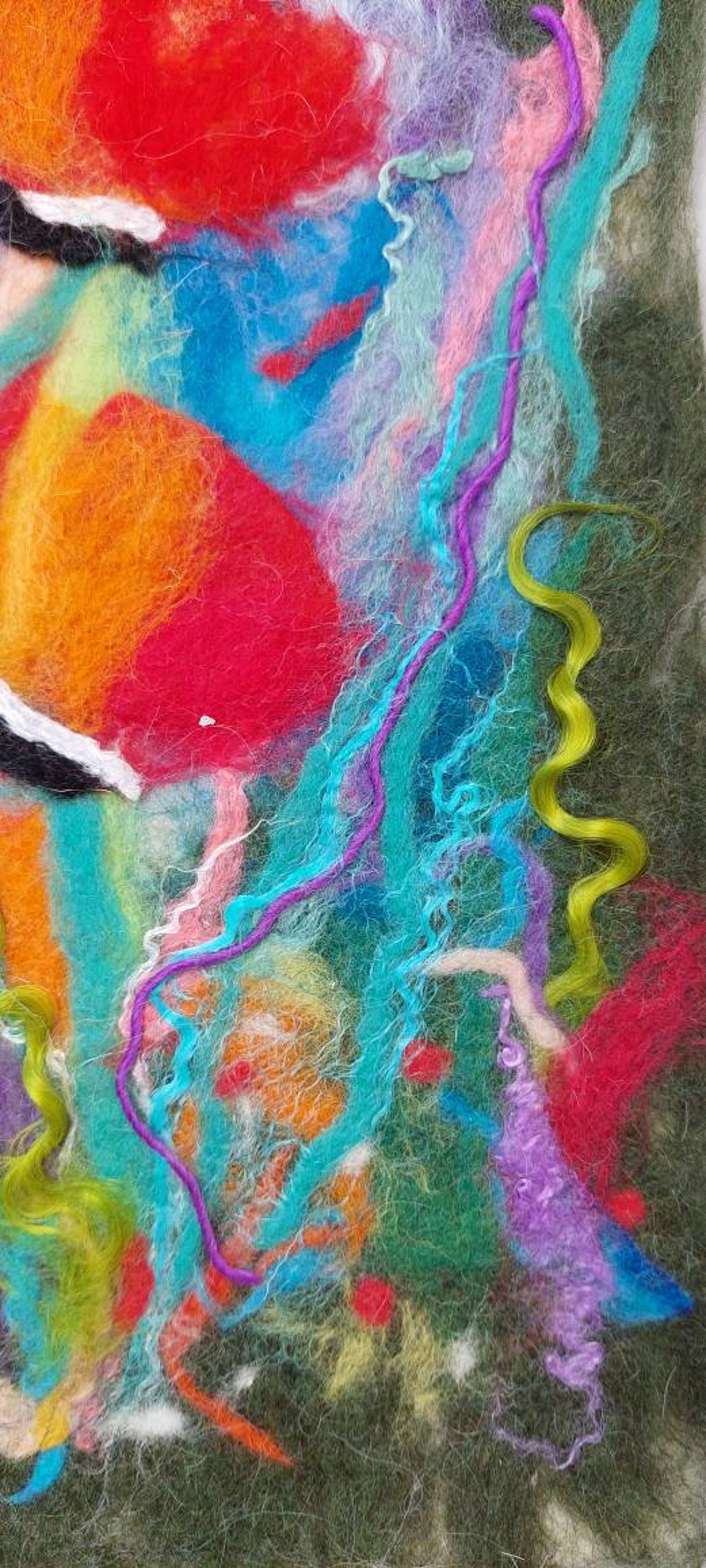 Red Poppy Original Abstract Wet Felted Wool Painting - Etsy