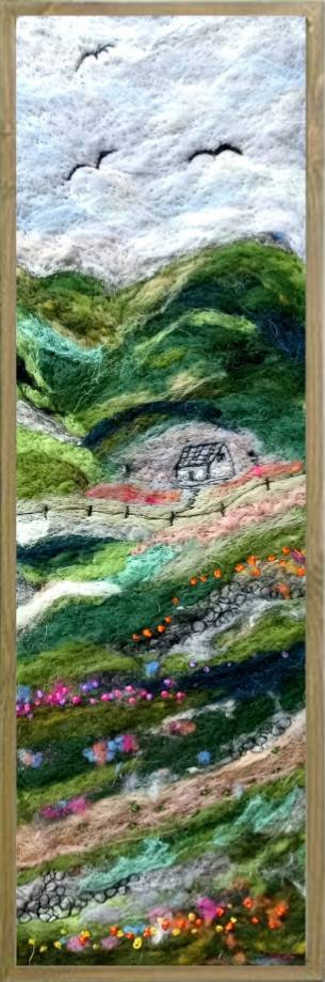 Green Fields Wool Painting Landscape Felt Art Needle Felted | Etsy