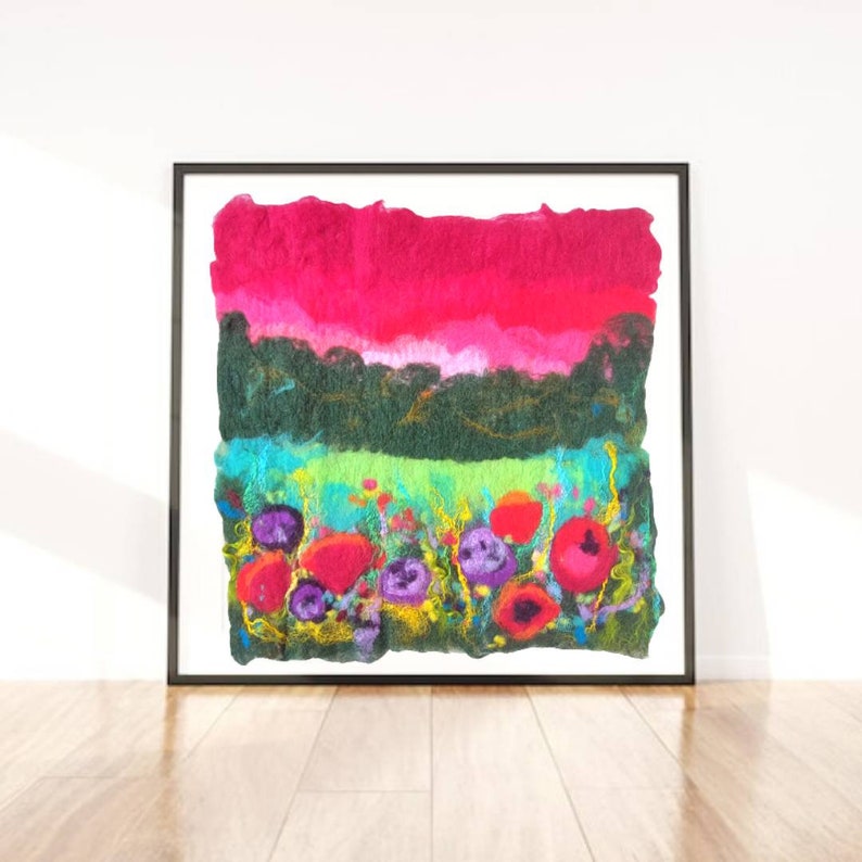Red Sky Landscape Needle Felted Wool Art Abstract Nature - Etsy