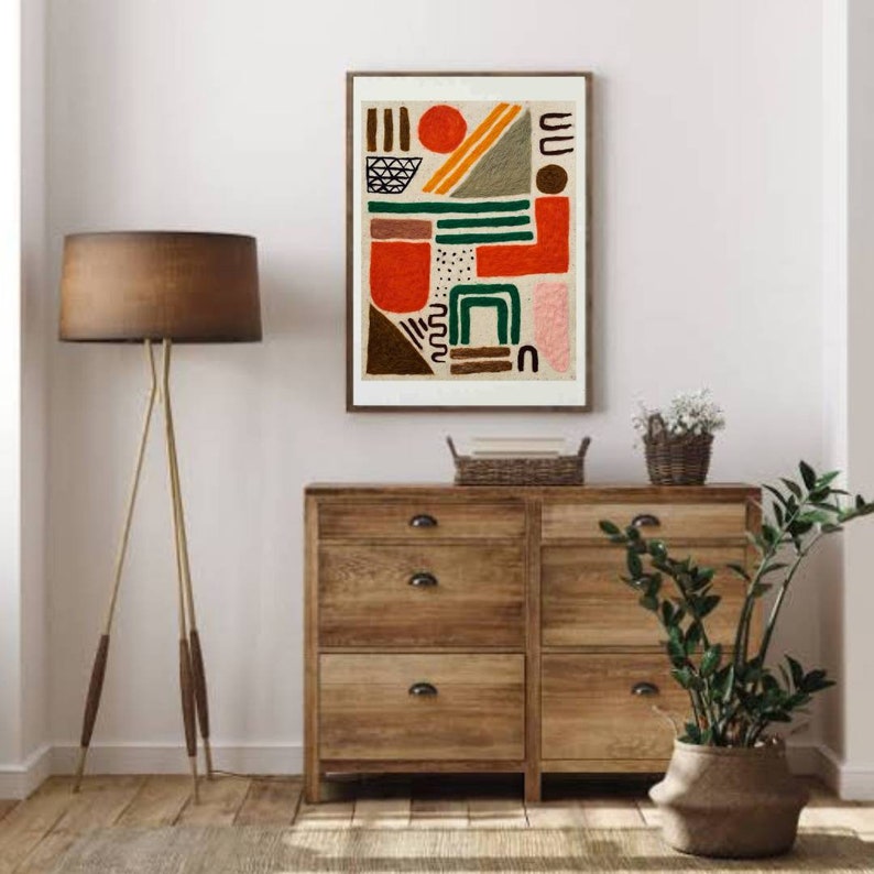 Modern Felt Wall Art Urban Wool Painting Earth Colors Wool - Etsy