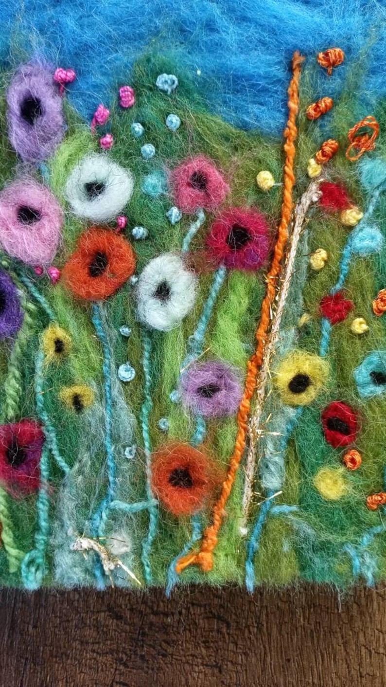 Original Wild Flowers Wool Painting Abstract Landscape Needle - Etsy UK