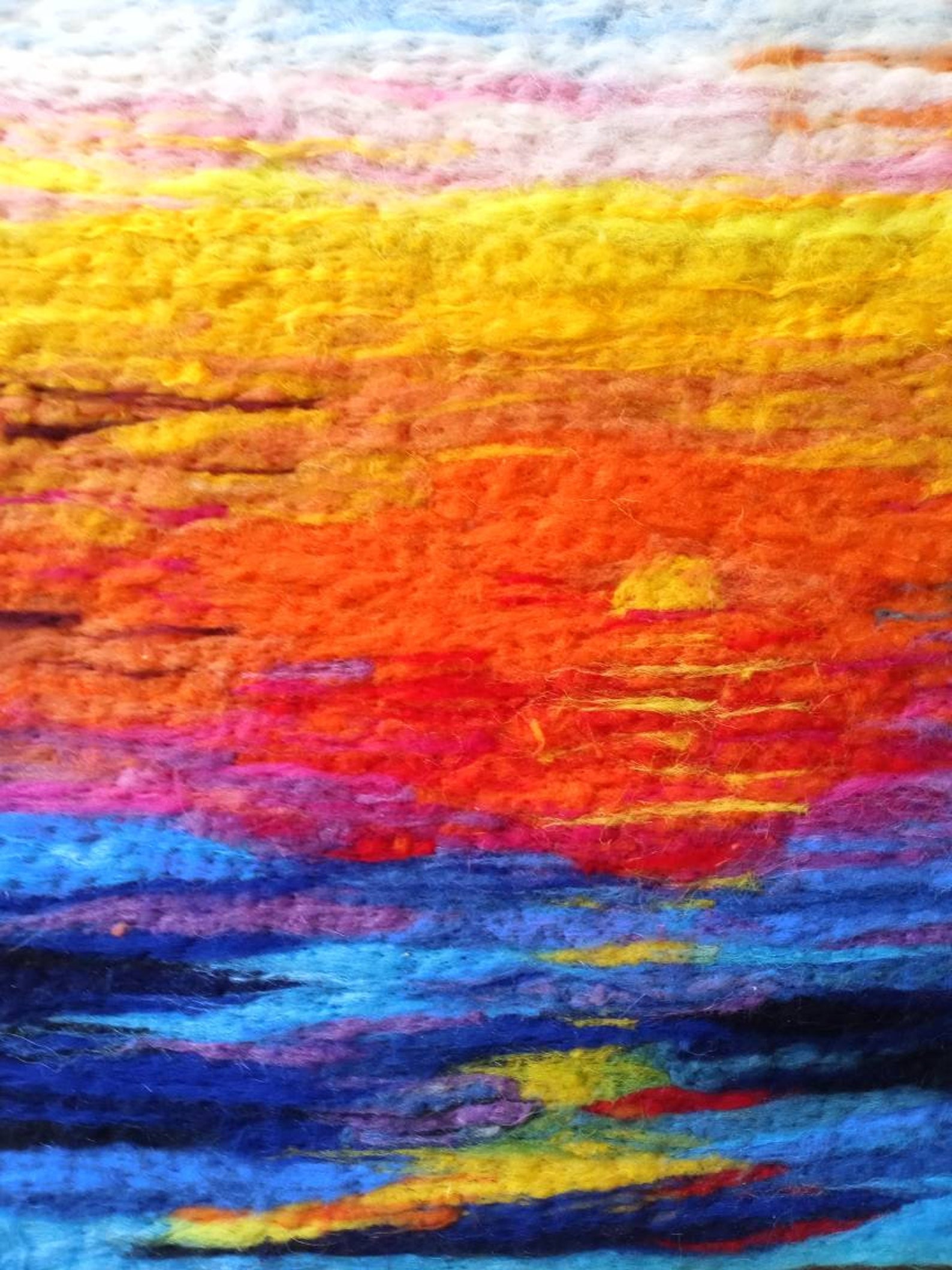 ROMANTIC SUNSET felt wall art Needle Felted Sunset wool | Etsy