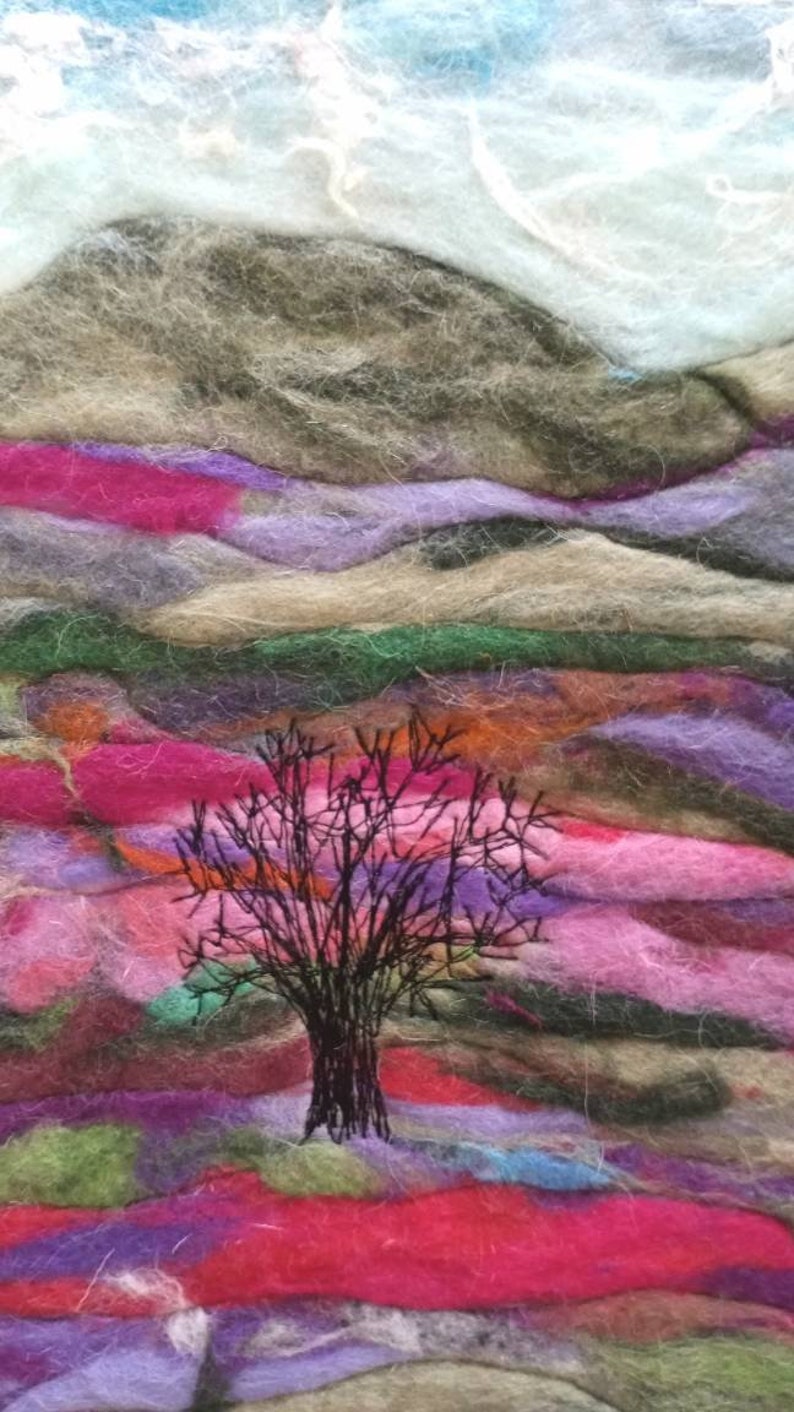 Purple Landscape Wool Painting Abstract Felted Wall Art - Etsy