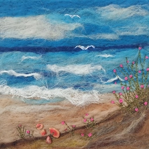 Seaside Wool Painting: Needle Felted Coastal Landscape Art - Etsy UK