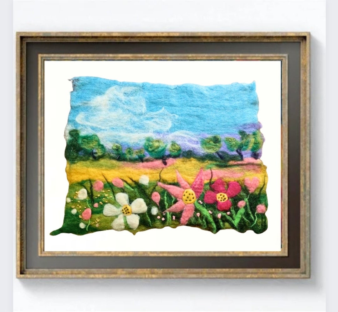 Colorful Valley, Landscape Abstract Wool Painting, Wool Picture. - Etsy