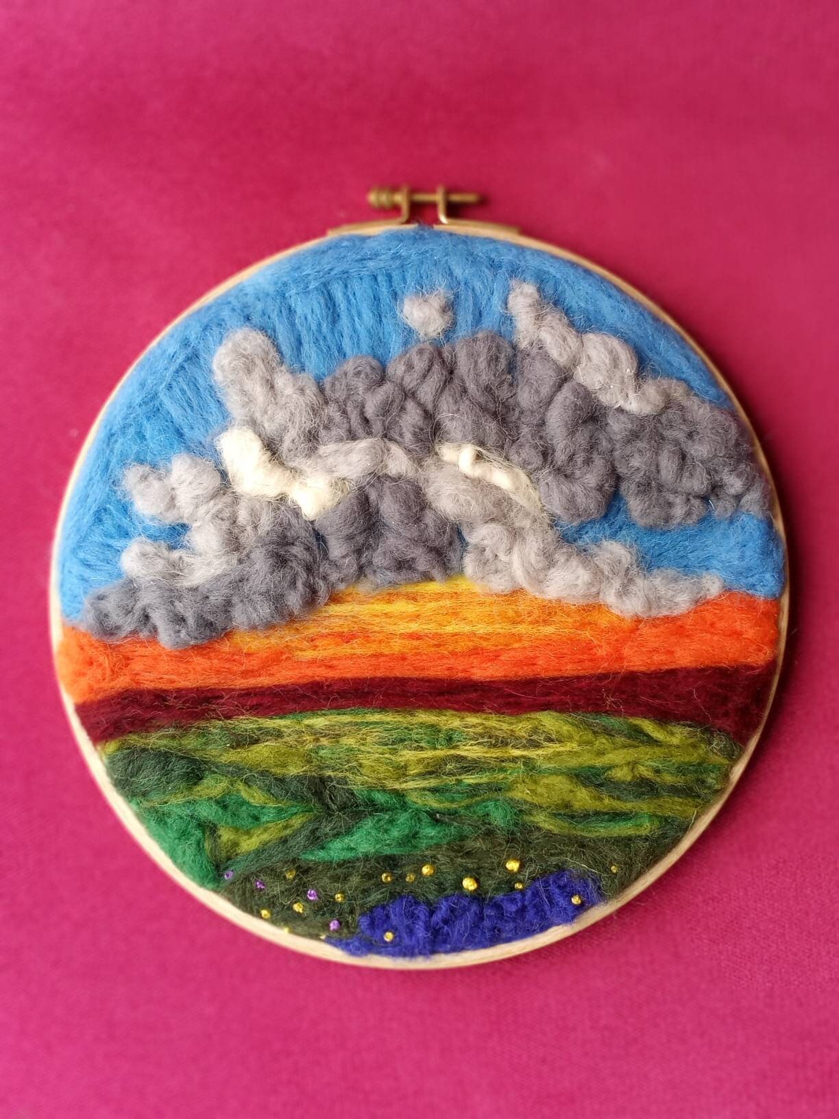 Abstract Sunset Needle Felted Hoop Art Modern Hoop Art Decor - Etsy
