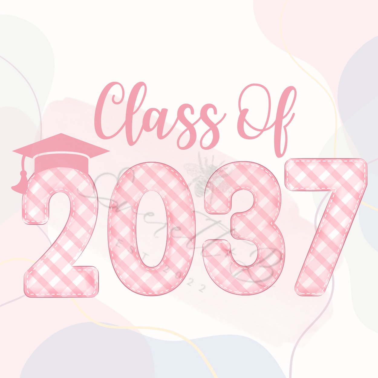 Pink Gingham Class of 2037 PNG, Kindergarten Photo, First Day of School ...