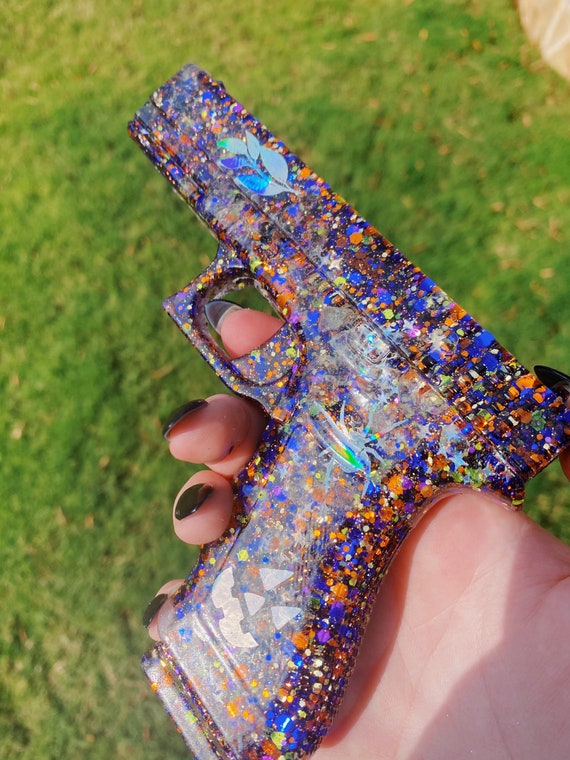 Ocean Blue Glitter Resin Gun Art Objects Art & Collectibles etna.com.pe