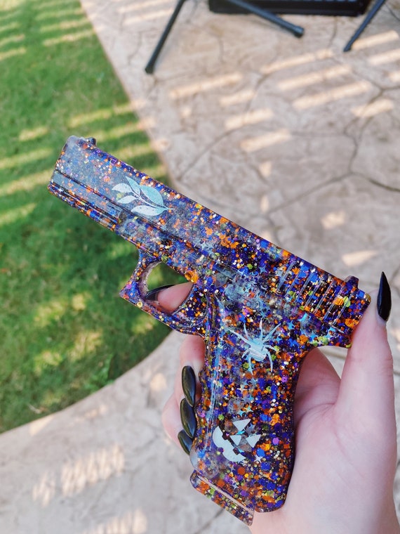 Ocean Blue Glitter Resin Gun Art Objects Art & Collectibles etna.com.pe
