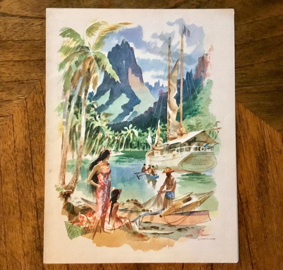 Vintage Louis Macouillard Matson Lines "tahiti" Menu Cover - Made in ...