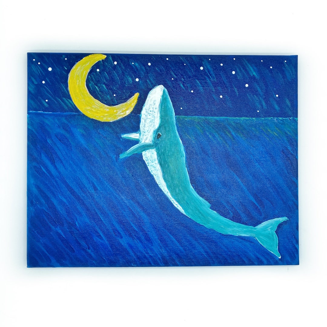 Whale Original Acrylic Painting Maui Luna Whale Whale Art on 11x14 ...