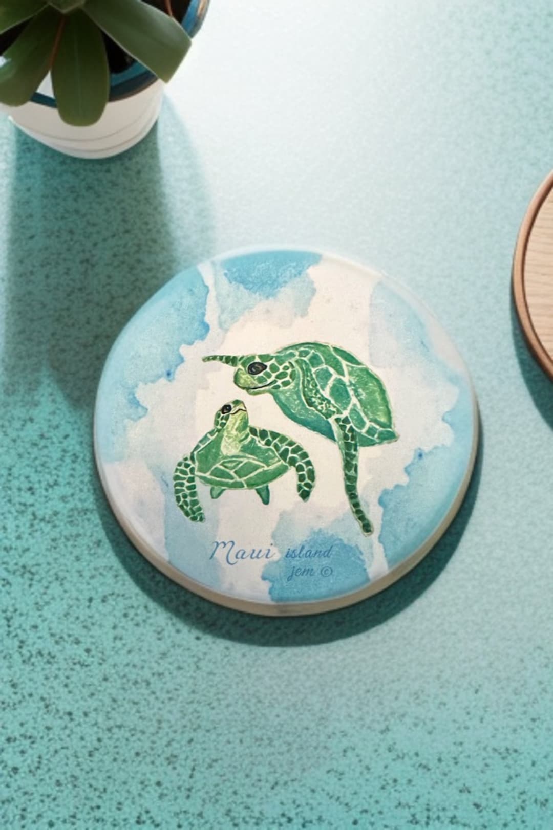 Sea Turtle Drink Coaster Made in Hawaii | Hawaii Honu Sandstone Coaster ...
