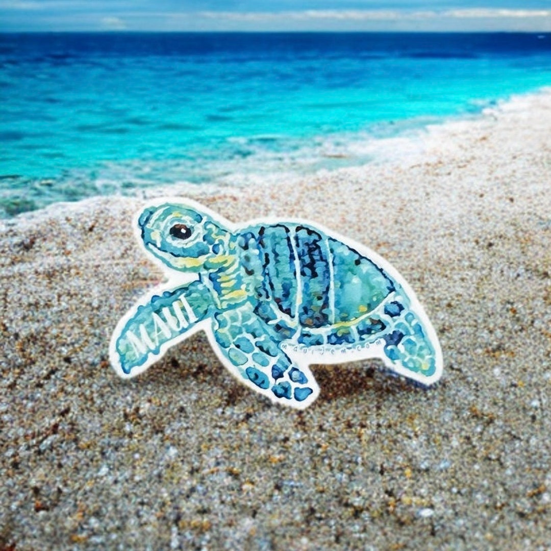 Maui Sea Turtle Sticker: Honu Illustration, Matte Vinyl - Etsy