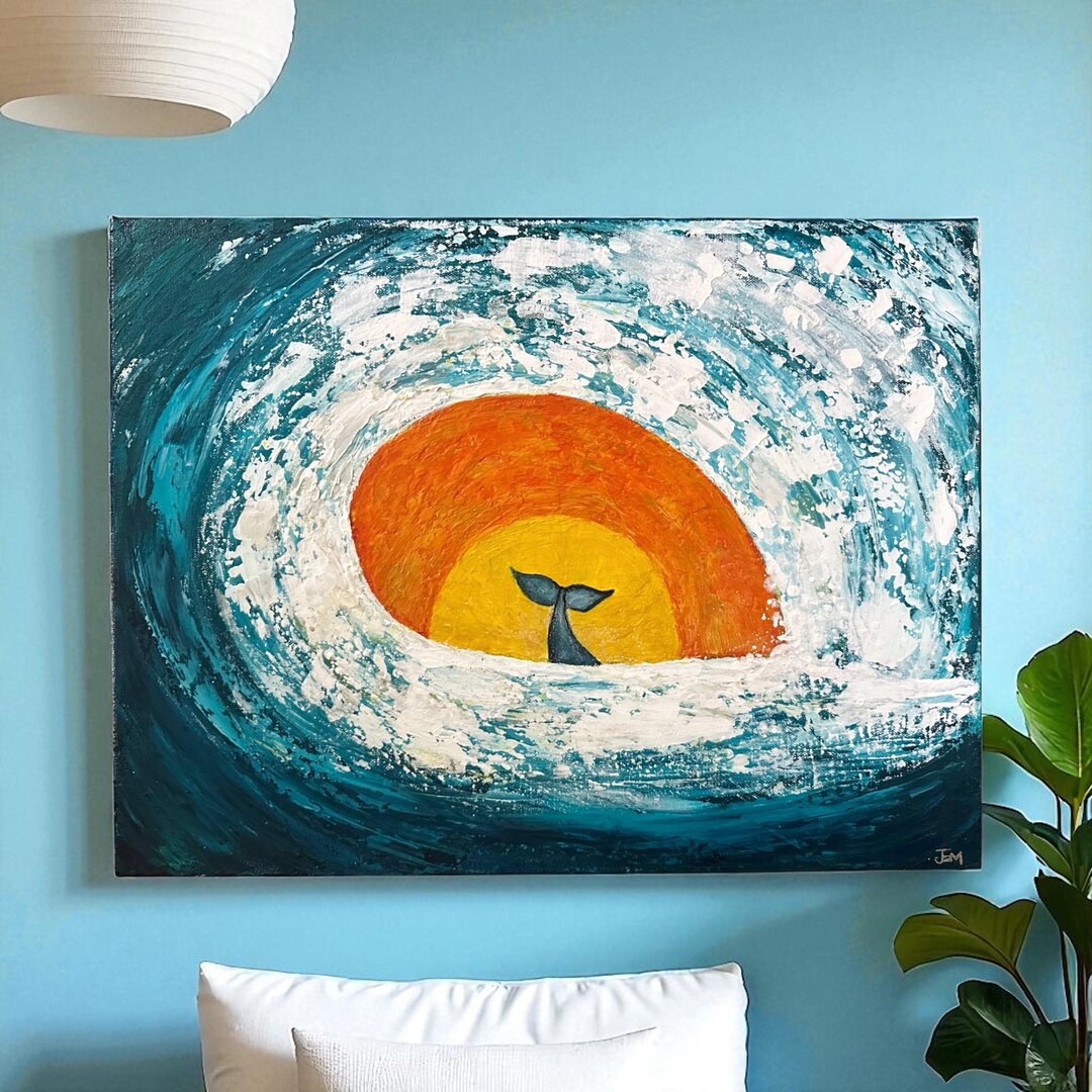 Big Beach Barrel – Maui Whale Tail Wave Painting, Original Ocean ...