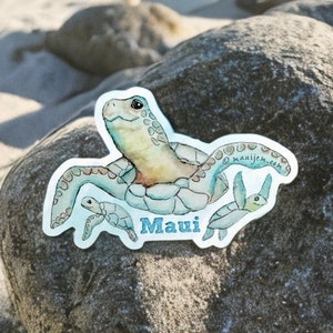 Sea Turtles Sticker | Maui Matte Vinyl Sticker | 3 Sea Turtle ...