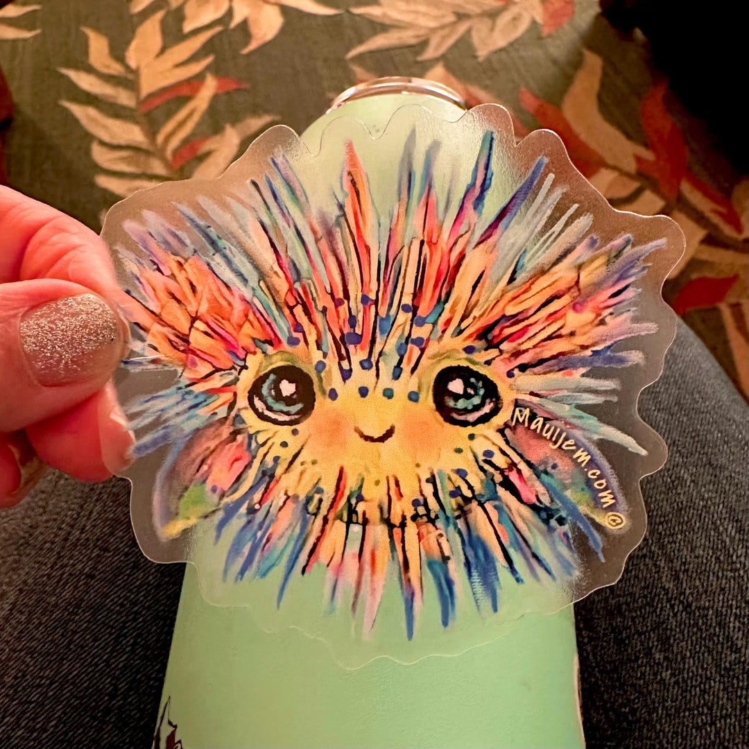 Maui Puffer Fish Sticker – Waterproof Clear Vinyl Ocean Art Decal - Etsy