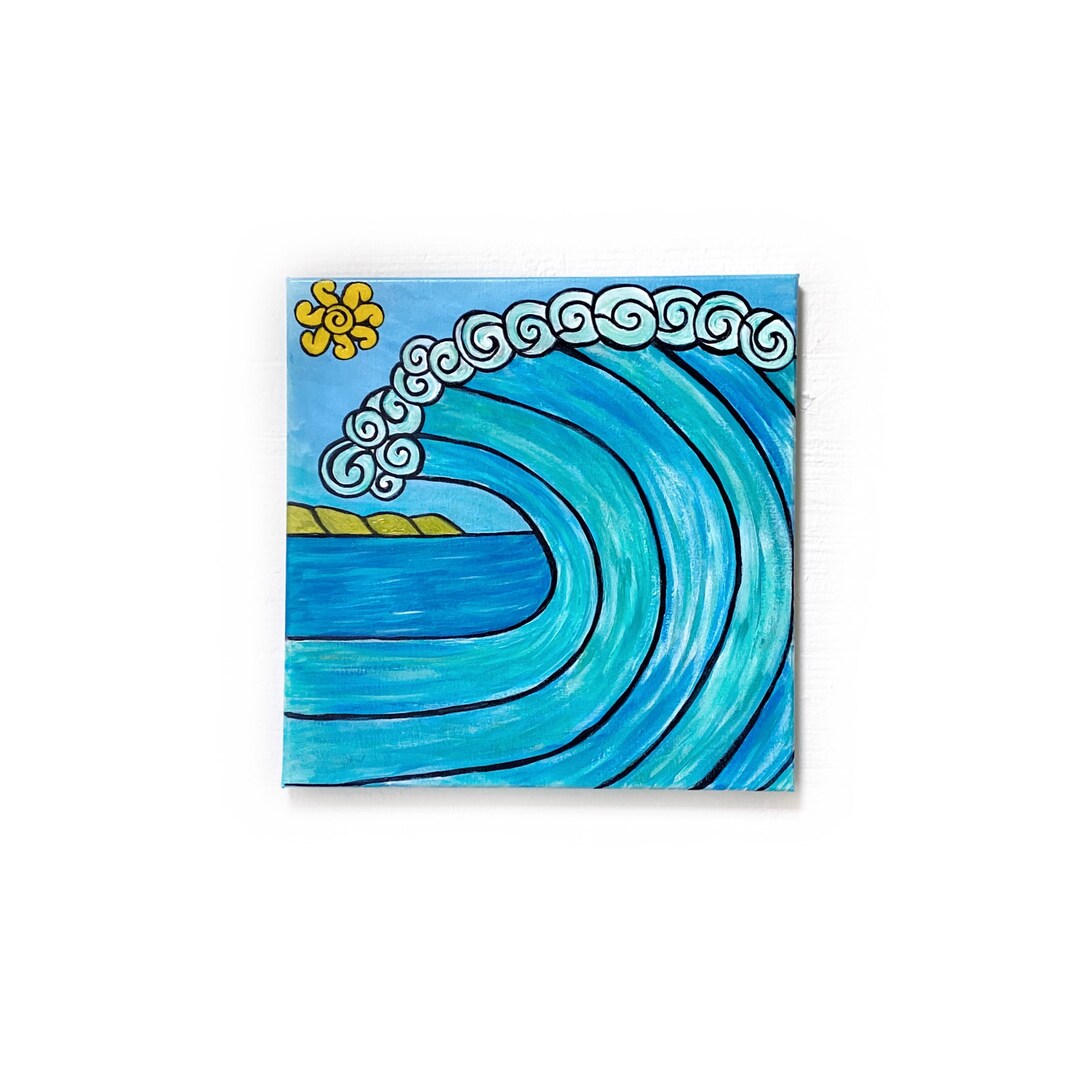 Maui Surf Art: Original Wave Painting on Canvas (16x16”) - Etsy