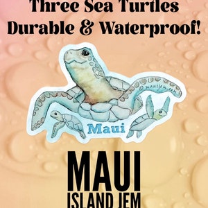 Sea Turtles Sticker | Maui Matte Vinyl Sticker | 3 Sea Turtle ...