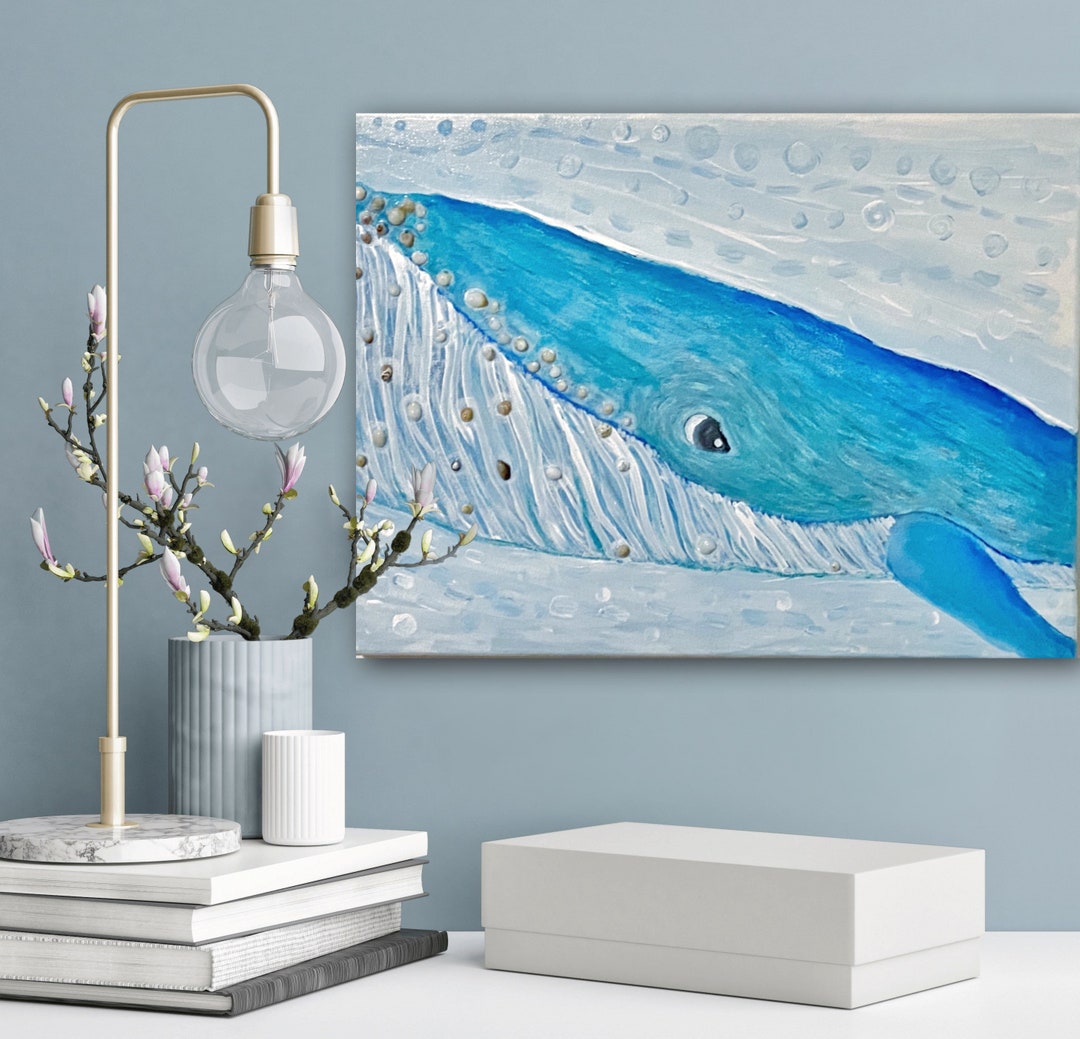 Humpback Whale Painting: Original Acrylic Canvas Art With Seashells ...