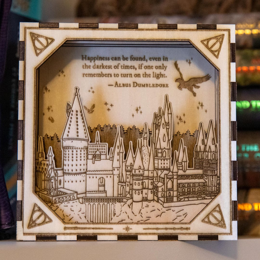 School of Wizardry Shadow Box, Layered Wood Castle (5x5 Inch ...