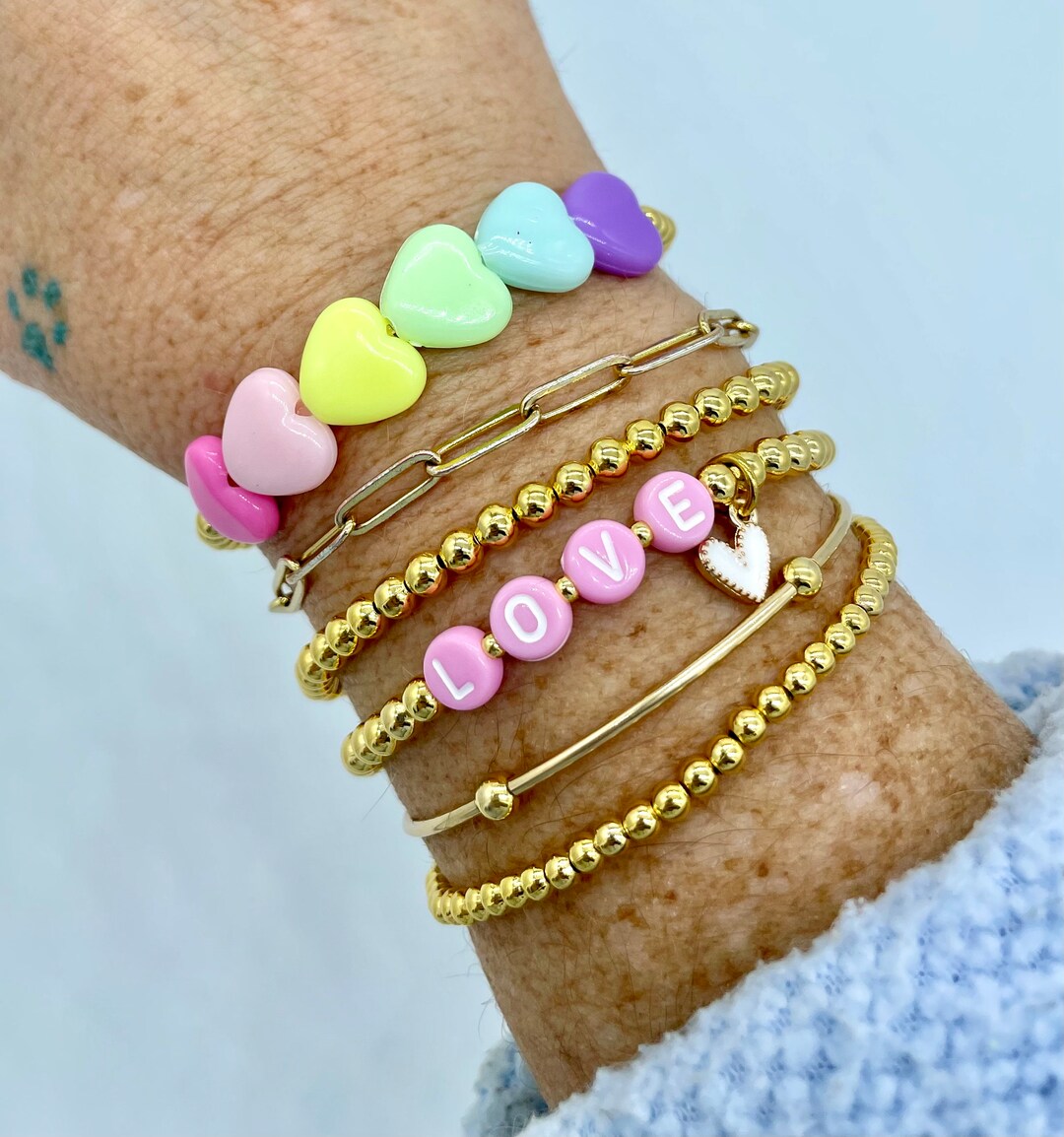 Pastel Heart Bracelet Pastel Star Bracelet Rainbow Pastel Friendship ...